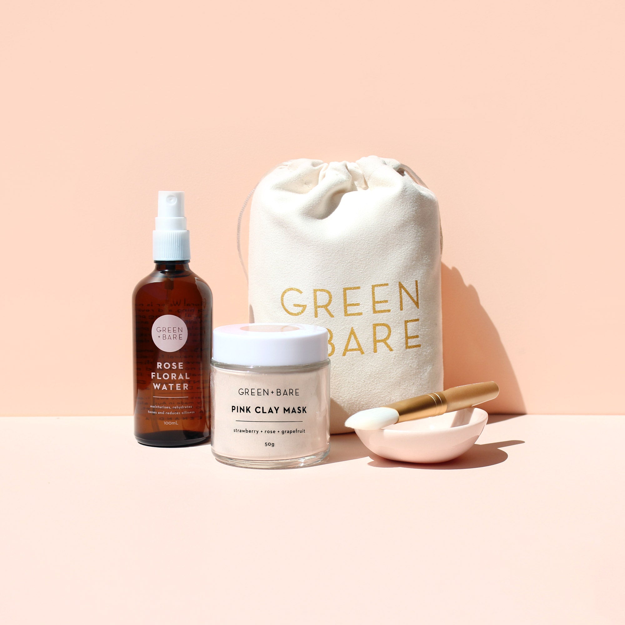 Australian Clay Face Mask Gift Set Bundle Kits – Green + Bare